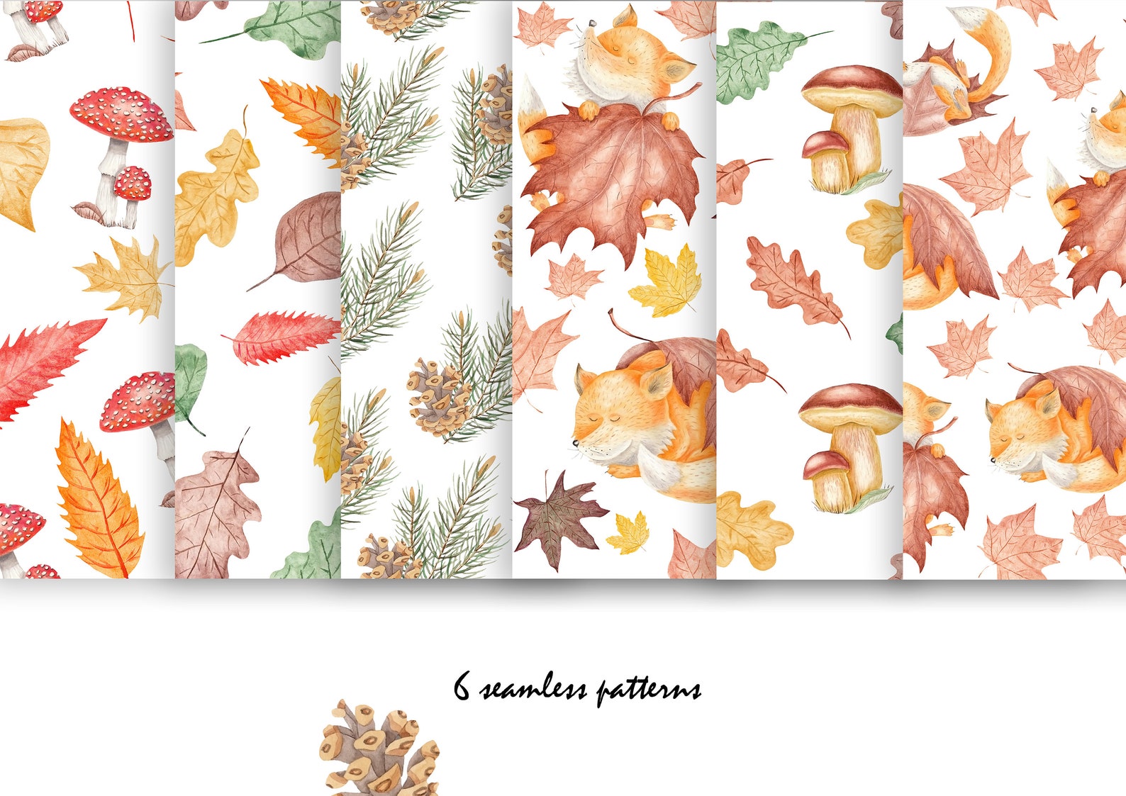 Watercolor Autumn Fox Clipart, Forest Animals, Floral Clipart ...