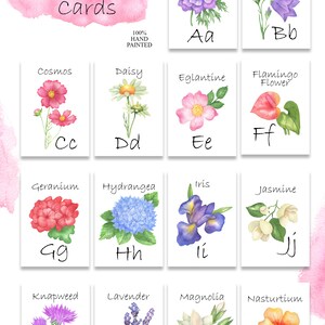 Watercolor Flower Alphabet ABC Card, Learning Letters, Printable ...