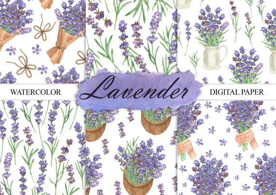Watercolor Lavender Digital Paper Lavender Seamless Pattern | Etsy