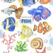 Watercolor Fish Clipart, Colorful Tropical Fish Clip Art, Sea Animals ...