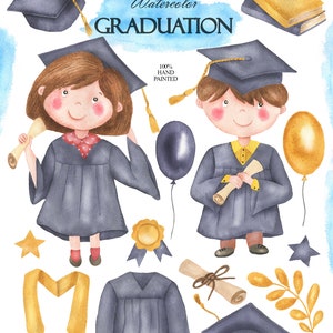 Watercolor Graduation Clipart, Graduates Clip Art, School, College ...