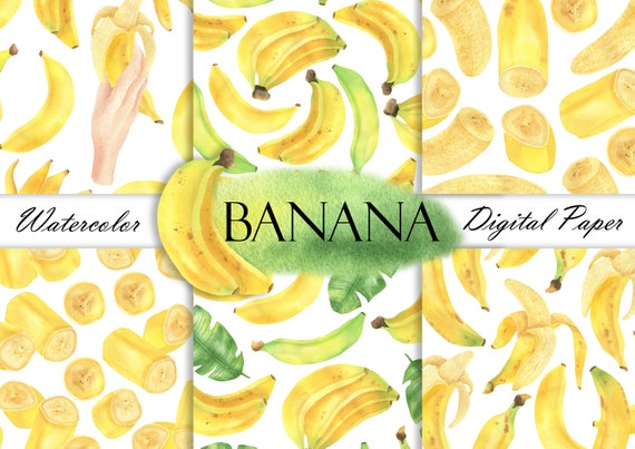 Watercolor Banana Digital Paper Bananas Seamless Pattern - Etsy