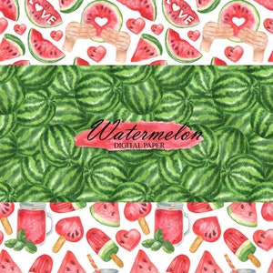 Watercolor Watermelon Digital Paper, Watermelon Seamless Pattern ...