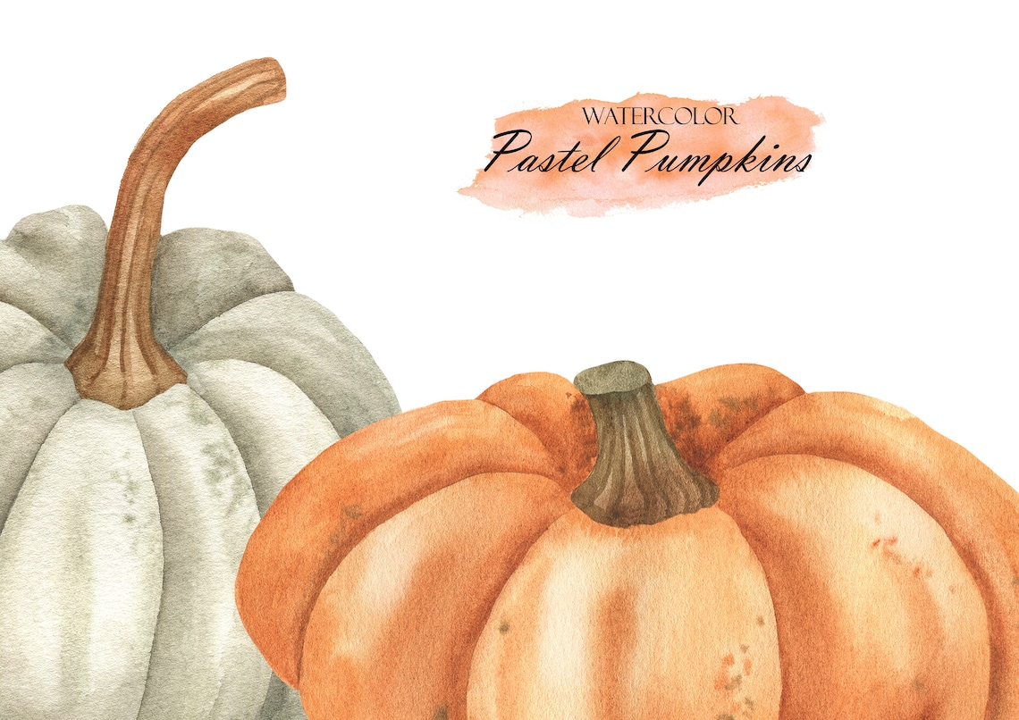 Colored Pumpkin Clipart Watercolor Pastel Pumpkins Fall | Etsy