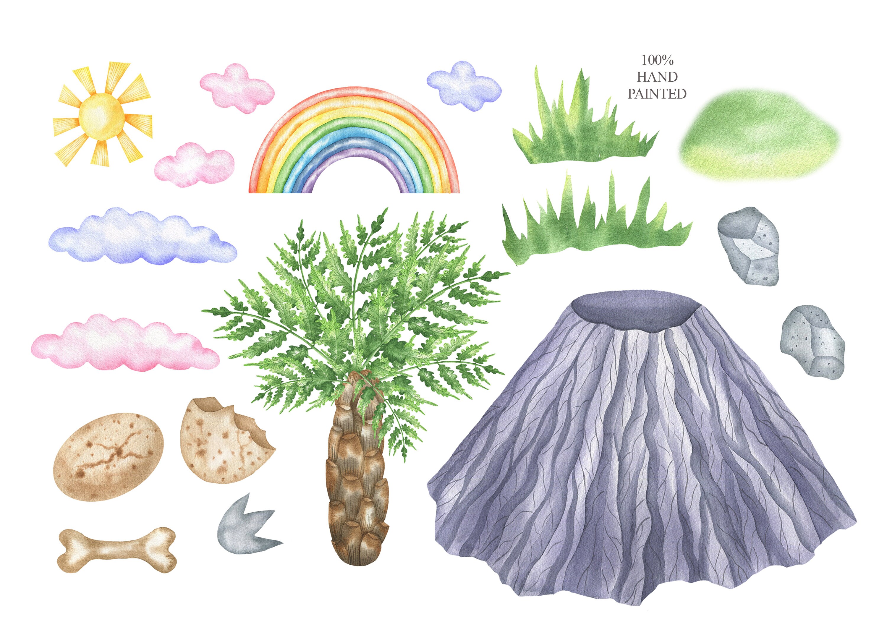 Watercolor Dinosaur Clipart, Animals for Children Clip Art, T Rex, Baby ...