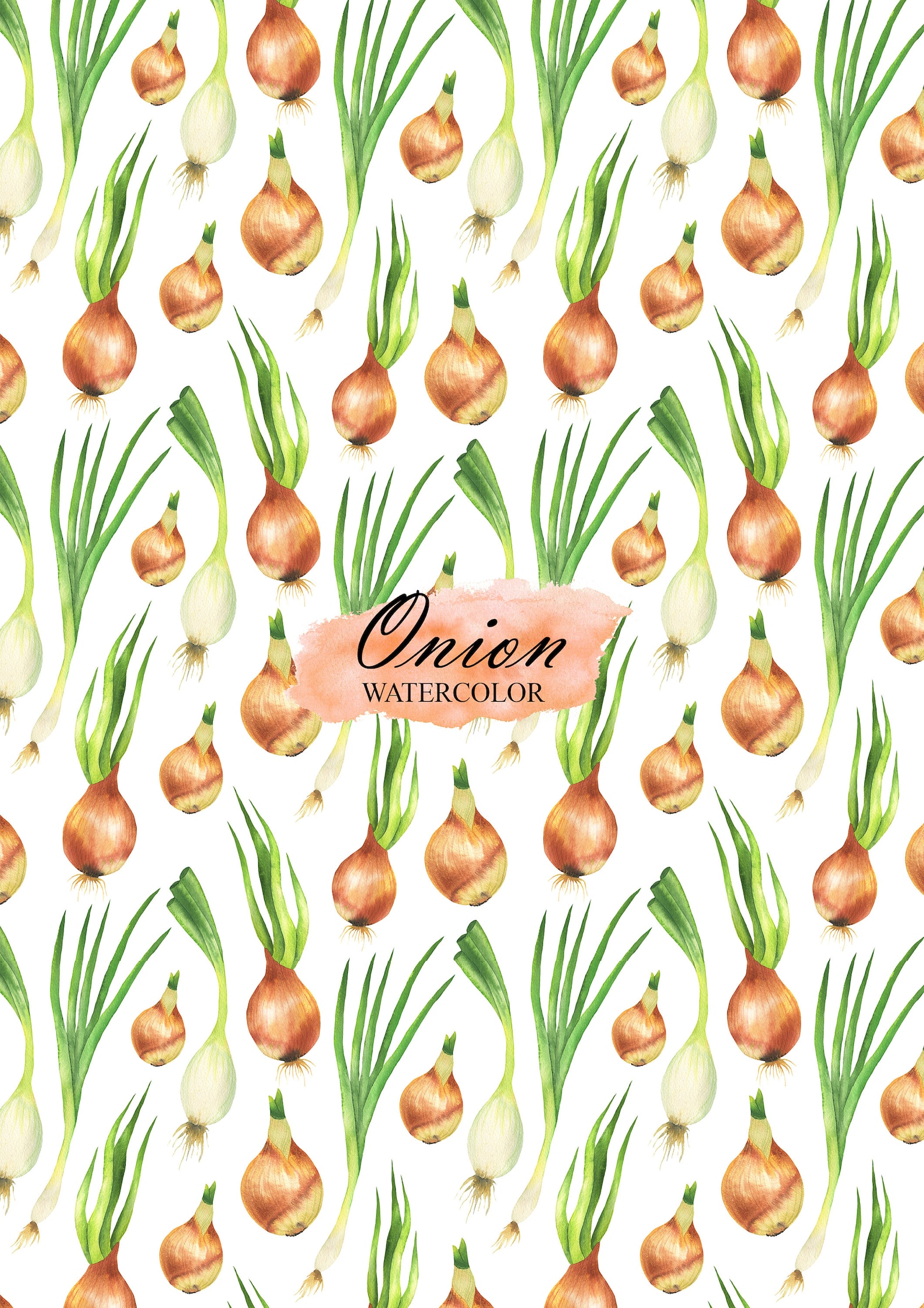 Onion Digital Paper, Watercolor Onions Seamless Pattern Pack, Onion ...