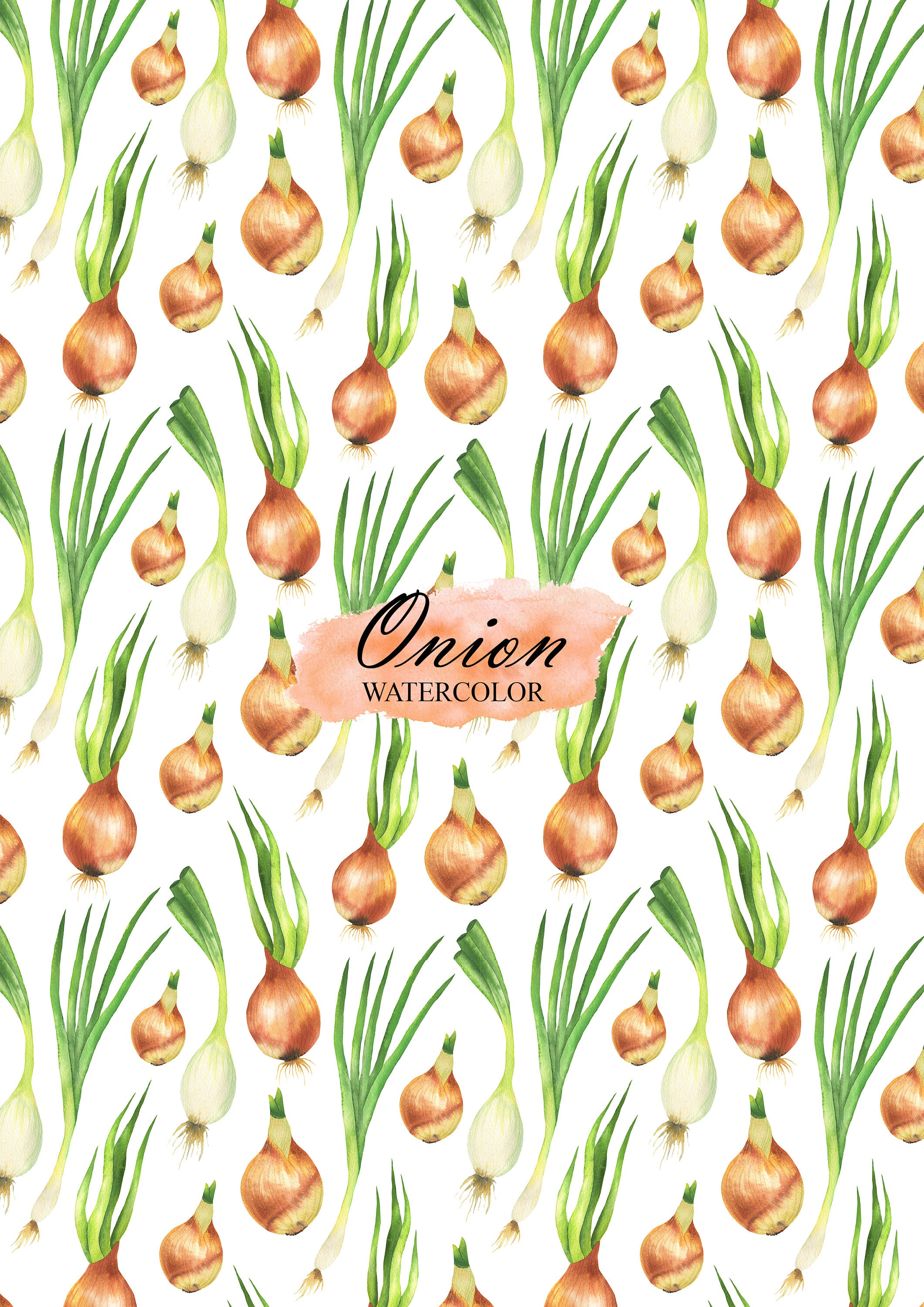 Onion Digital Paper, Watercolor Onions Seamless Pattern Pack, Onion ...