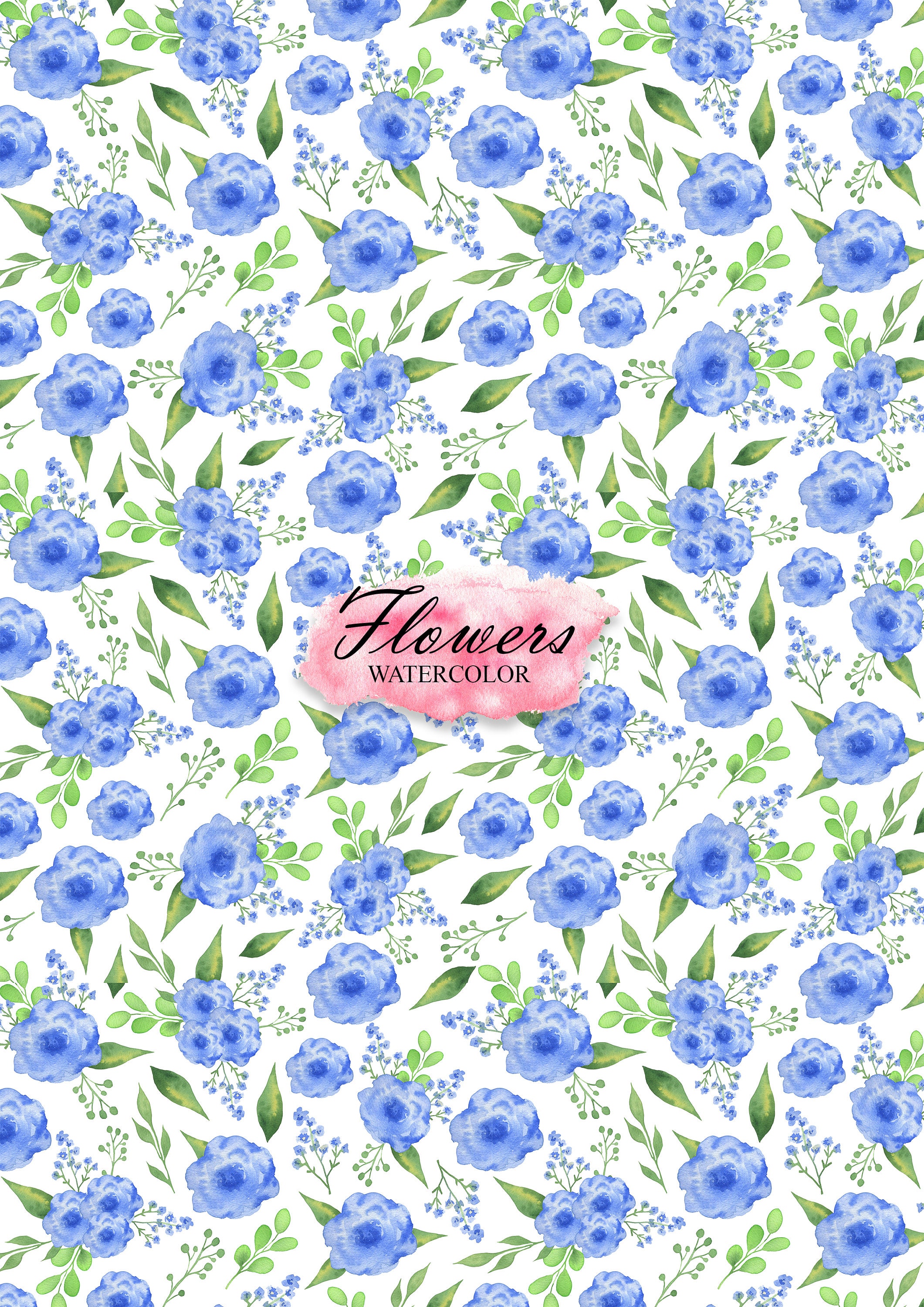 Flower Digital Paper Pack, Watercolor Seamless Patterns of Flowers ...