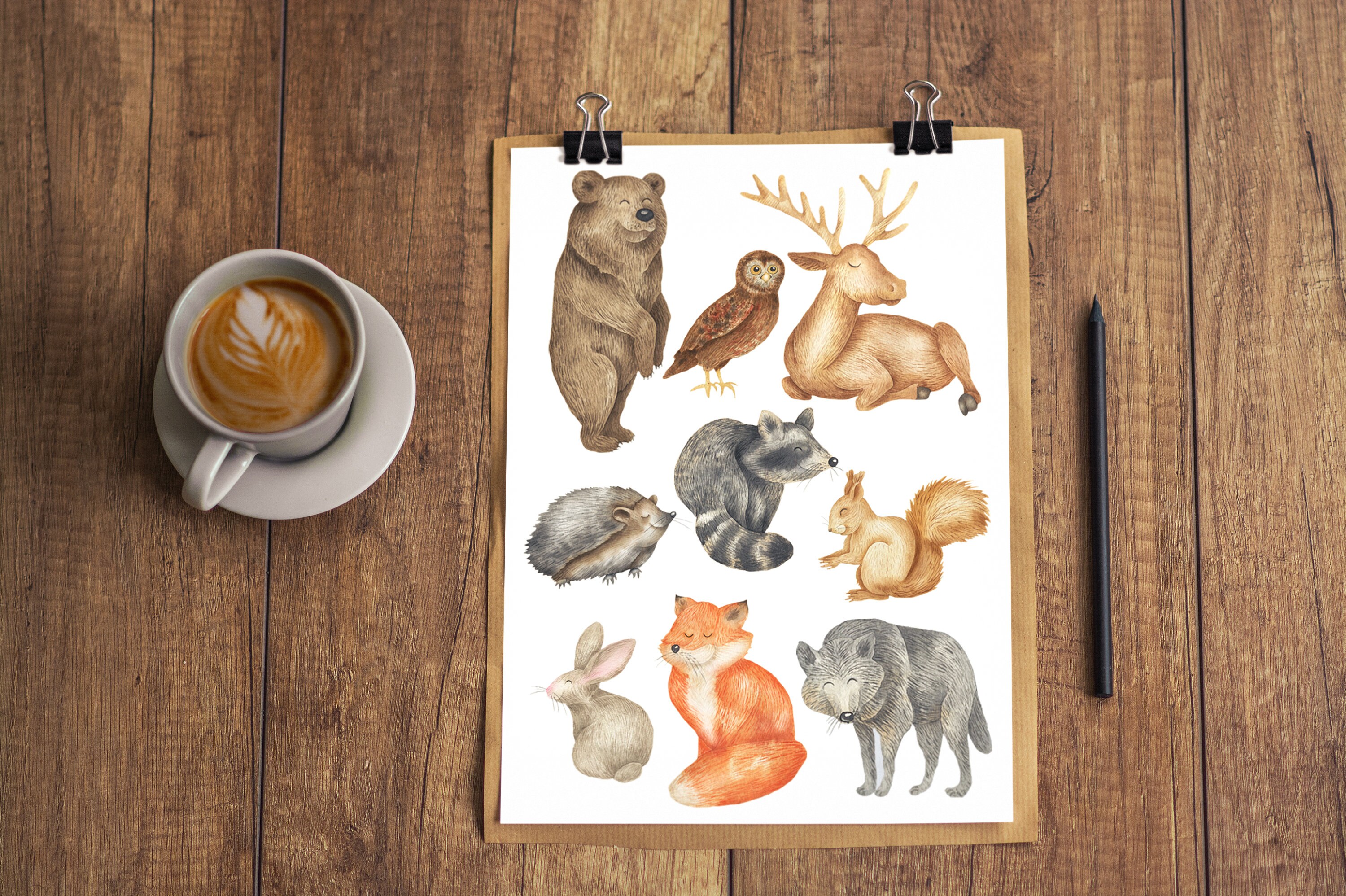 Watercolor Woodland Animals Clipart Graphics Forest Baby - Etsy