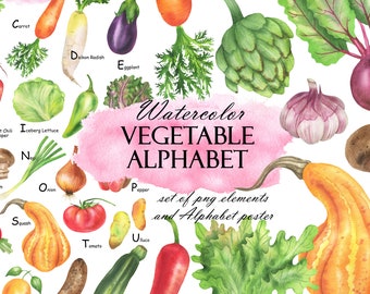 Watercolor Fruit Alphabet Clipart, Fruits ABC, Alphabet Poster ...