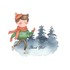 Watercolor Ice Skating Clipart, Ice Skaters Characters Clipart, Winter ...