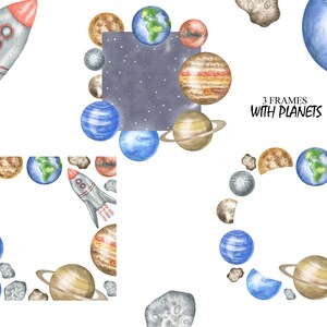 Watercolor Planets Clipart, Solar System Clip Art, Outer Space ...