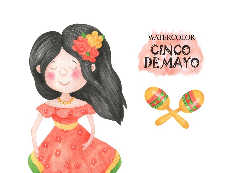 Watercolor Cinco De Mayo Clip Art, Fiesta Party Clipart, Mexican ...