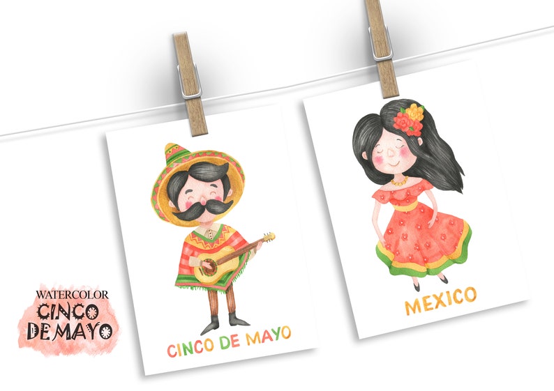 Watercolor Cinco De Mayo Clip Art, Fiesta Party Clipart, Mexican ...