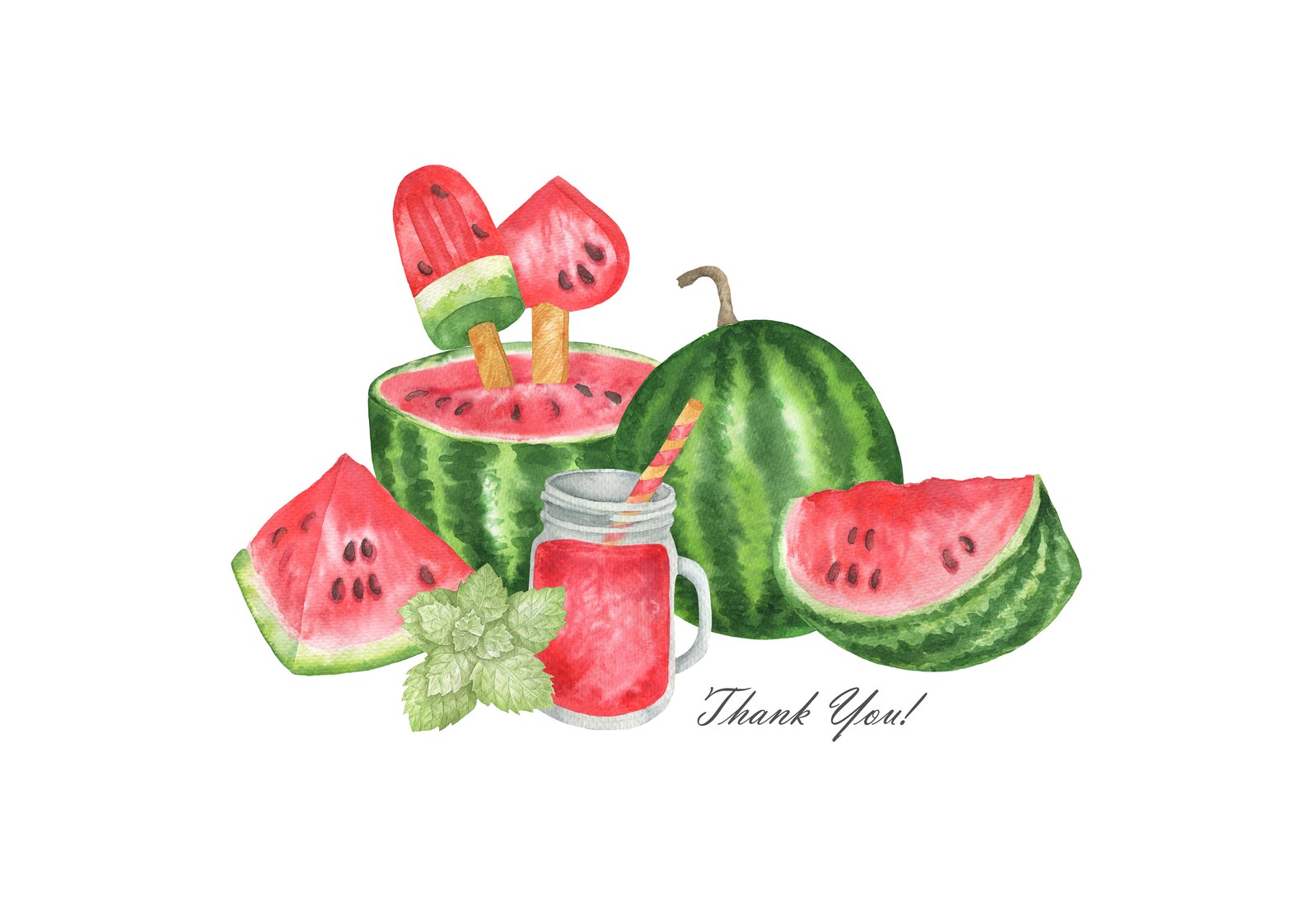 Watercolor Watermelon Clipart, Watermelon Slices Clip Art, Tropical ...