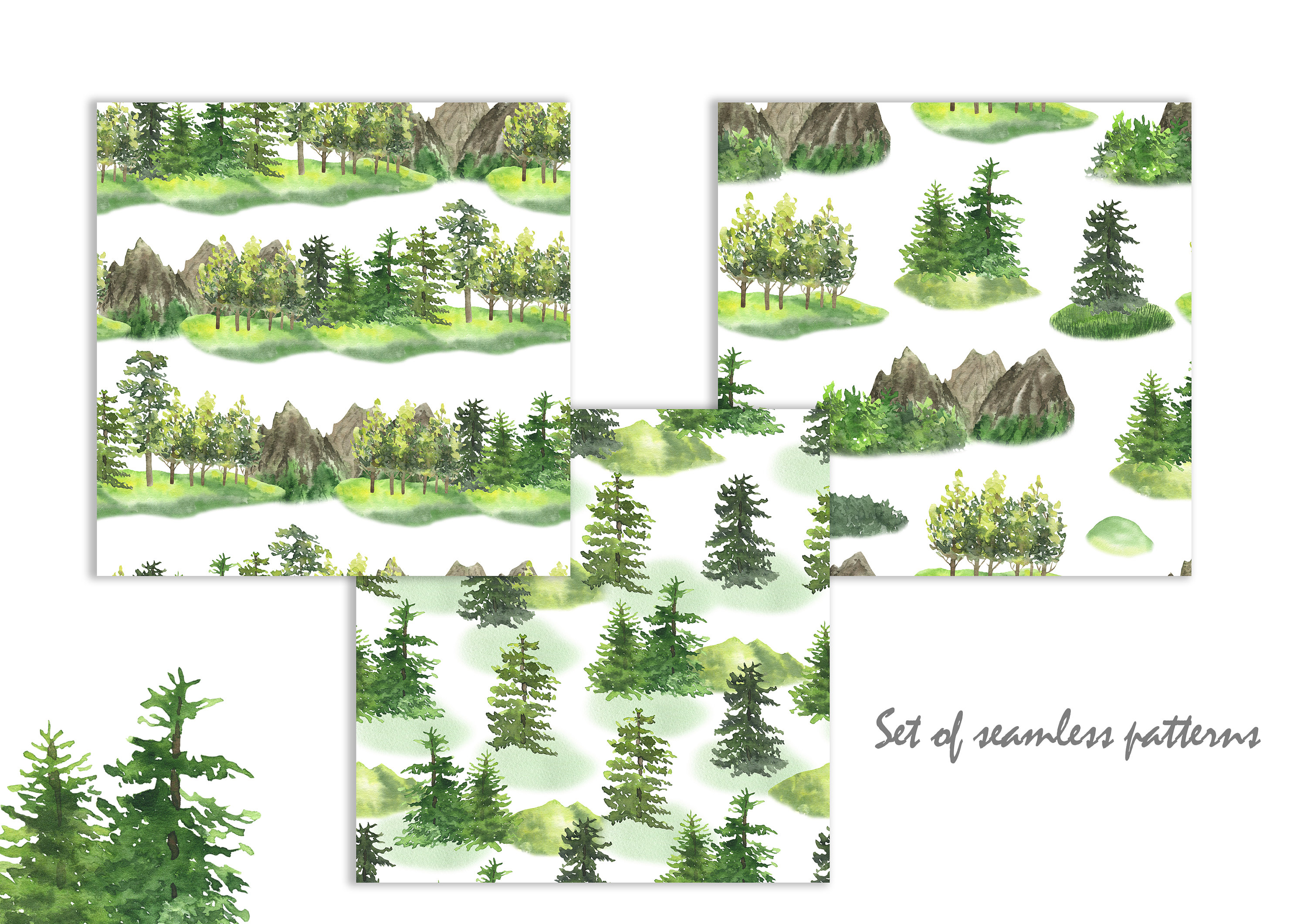 Watercolor Forest Tree Clipart Woodland Pine Trees - Etsy