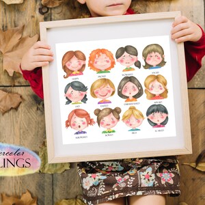 Watercolor Emotions Clipart, Feelings Clip Art, Girl Faces, Montessori ...