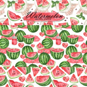 Watercolor Watermelon Digital Paper, Watermelon Seamless Pattern ...