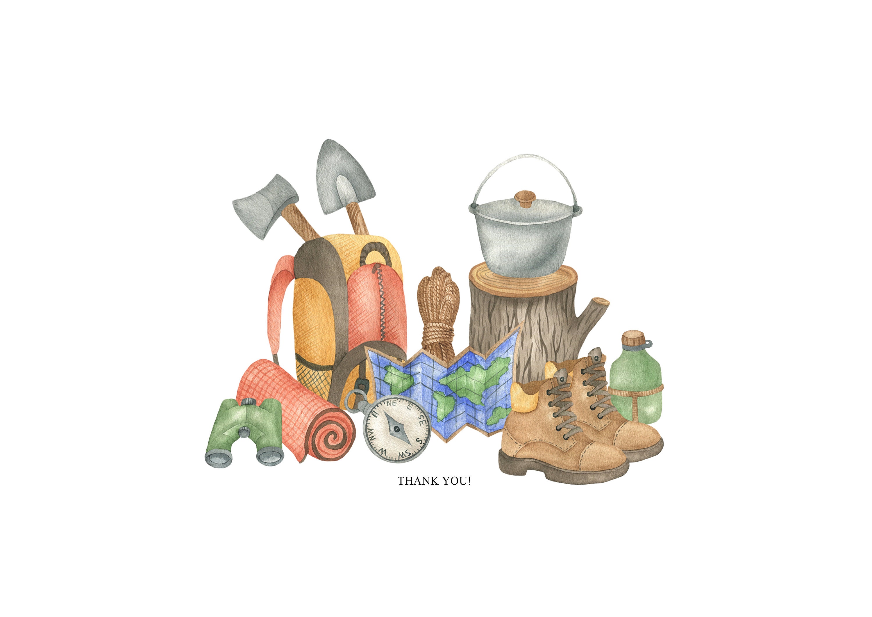 Watercolor Camping Clip Art Travel Clipart Summer Outdoors - Etsy
