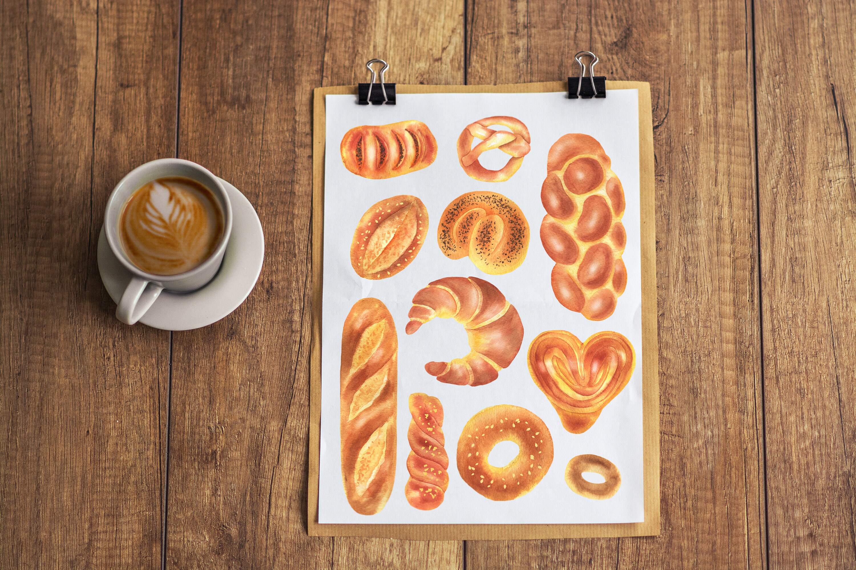Watercolor Bread Clipart Bakery Baking Clip Art Baked Goods - Etsy
