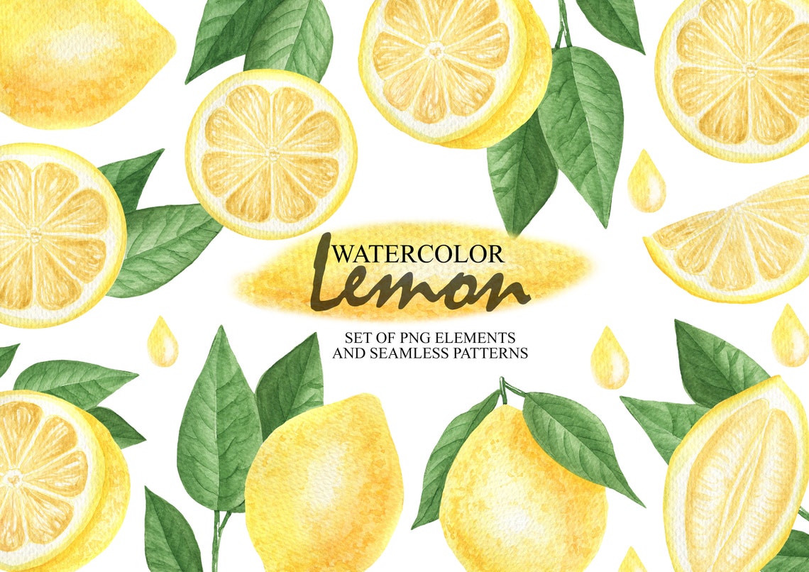 Watercolor Lemon Clipart Yellow Citrus Lemons Fruit Clip Art - Etsy