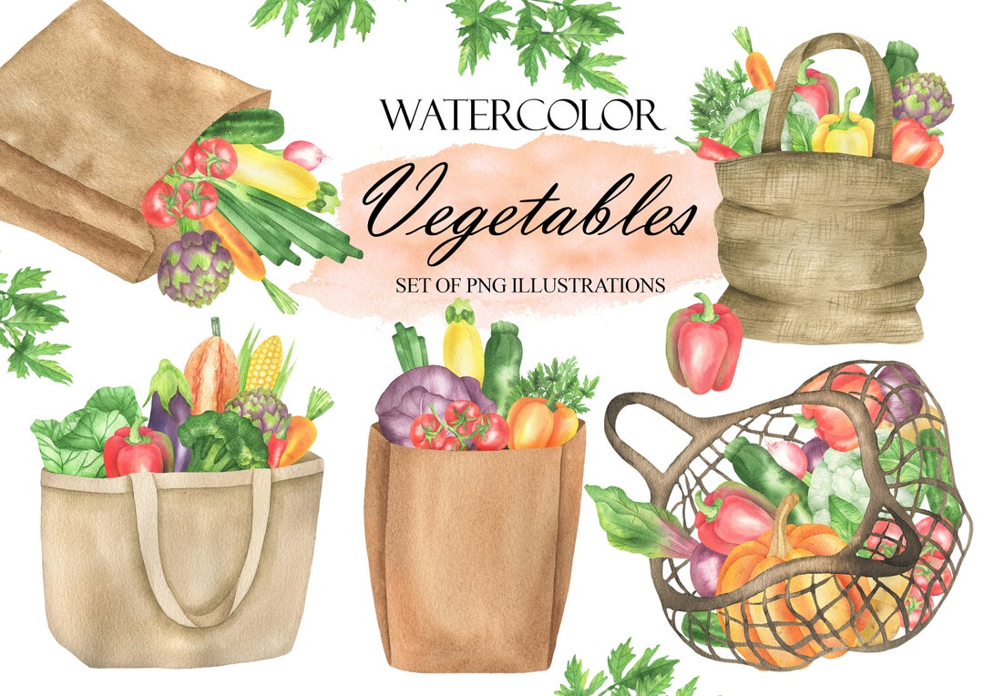 Watercolor Vegetable Clipart, Eco Farm Vegetable, Fresh Vegetables ...
