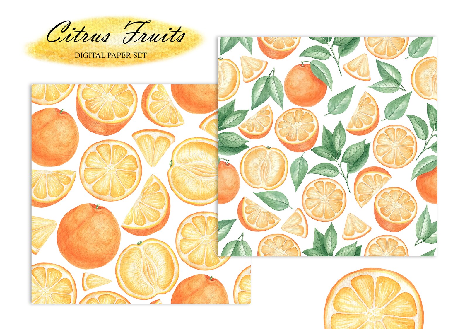 Watercolor Citrus Fruits Digital Paper Lemon Lime Orange - Etsy