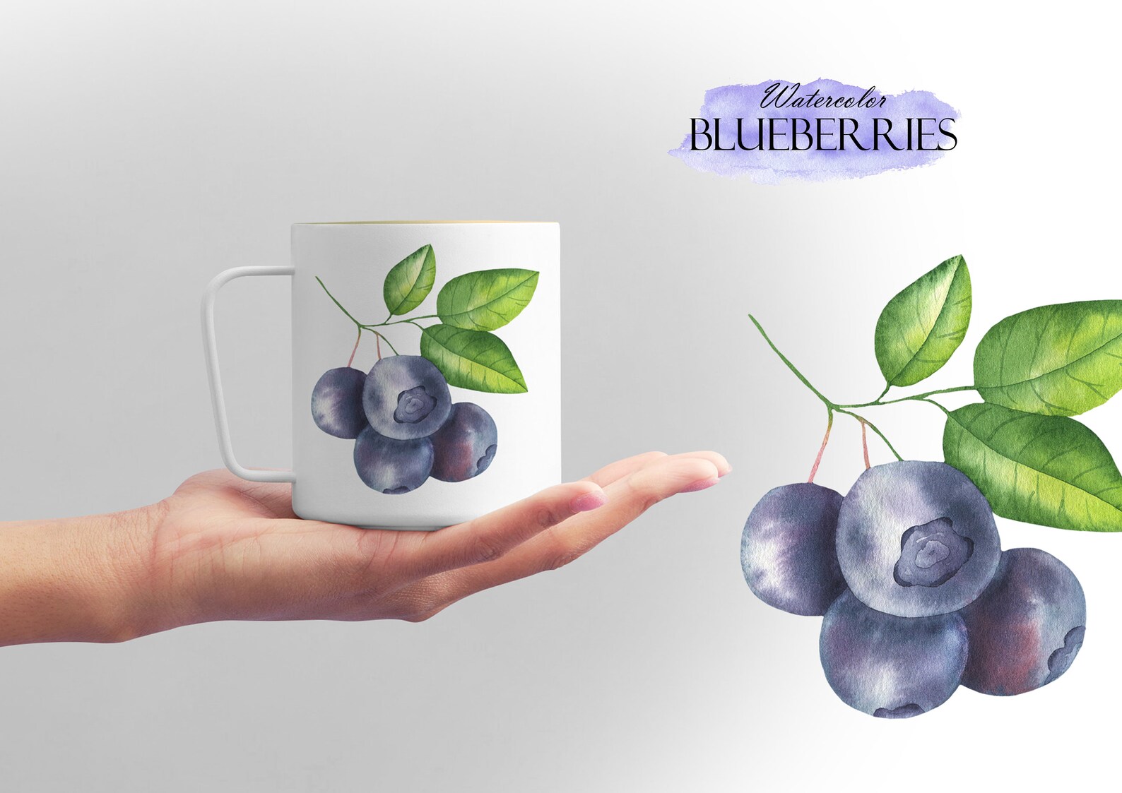 Watercolor Blueberries Clipart Summer Fresh Berries and - Etsy