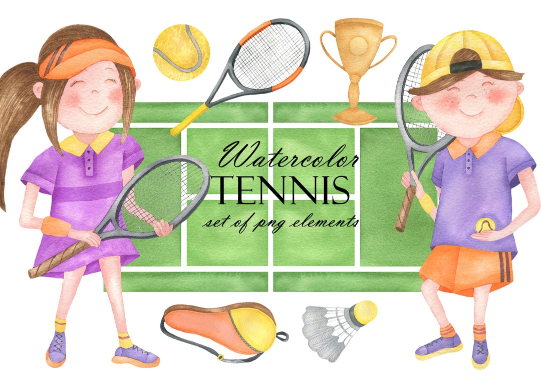 Watercolor Tennis Clip Art, Tennis Player Clipart, Tennis Club, Sports ...