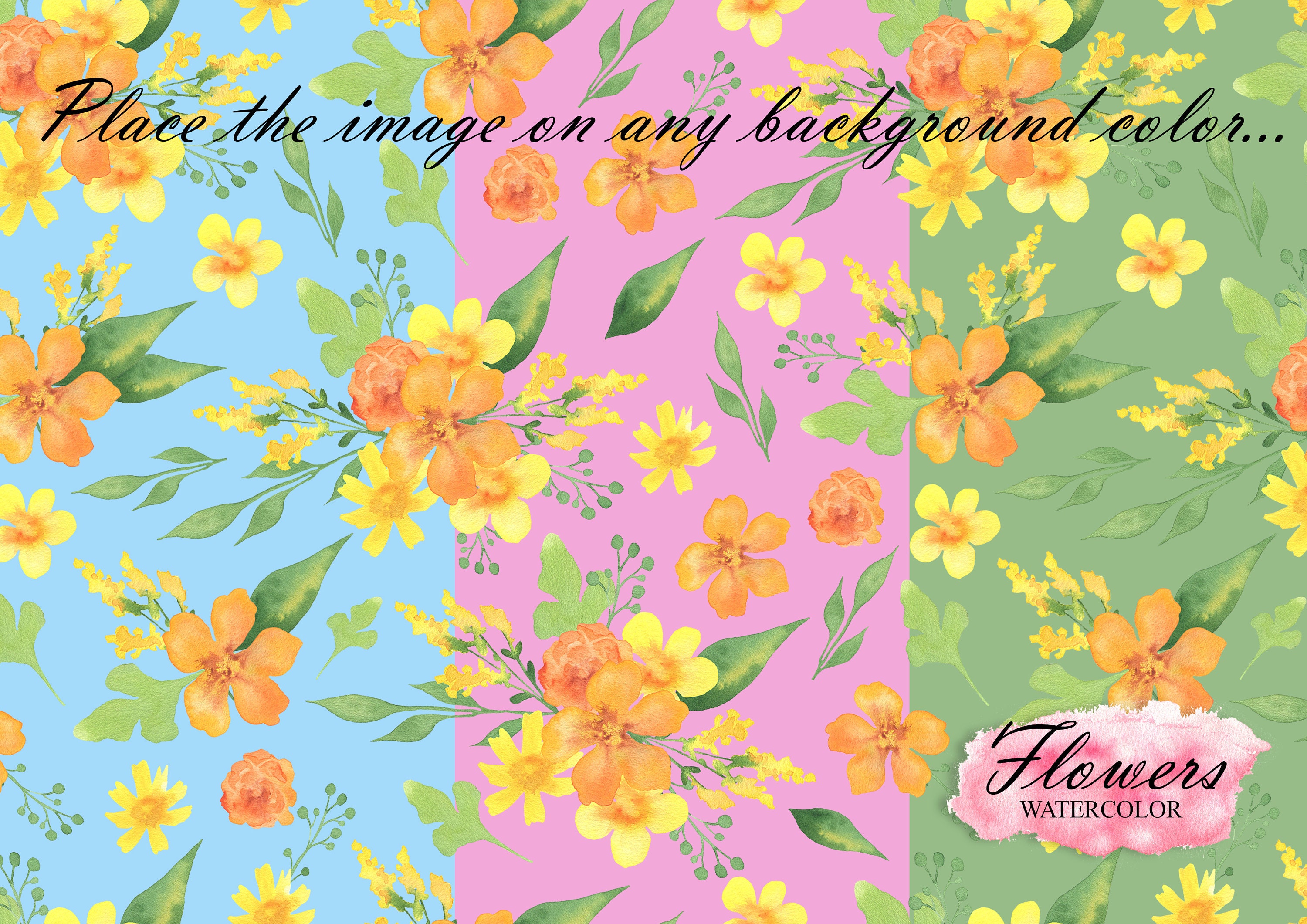 Flower Digital Paper Pack, Watercolor Seamless Patterns of Flowers ...