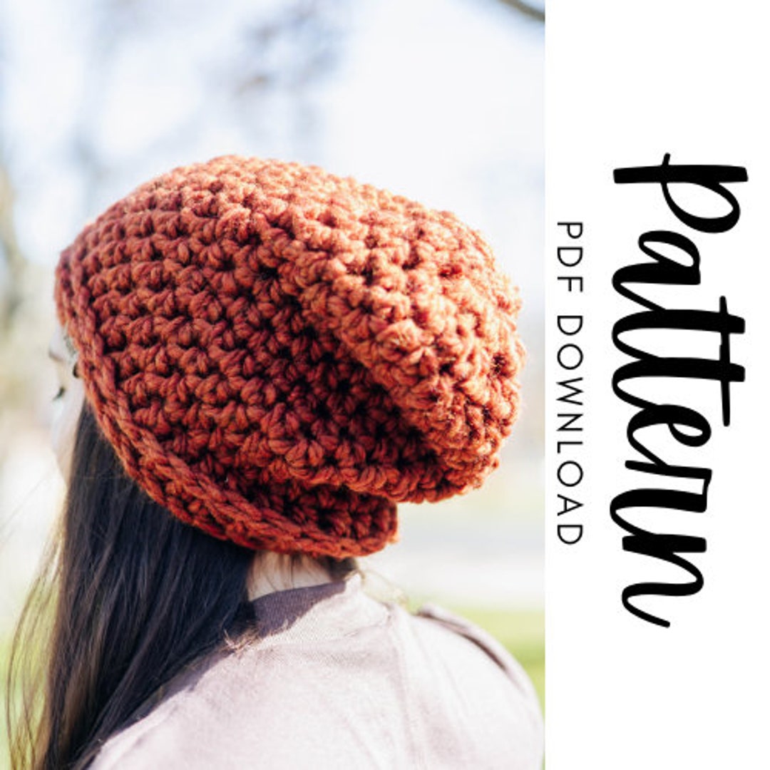 Crochet Slouch Hat Pattern, Slouch Hat Pattern, Slouchy Beanie Pattern ...
