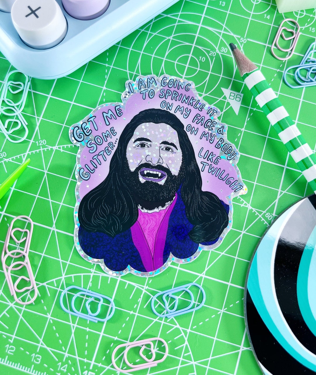 Nandor WWDITS Glittery Vampire Glossy Vinyl Sticker - Etsy