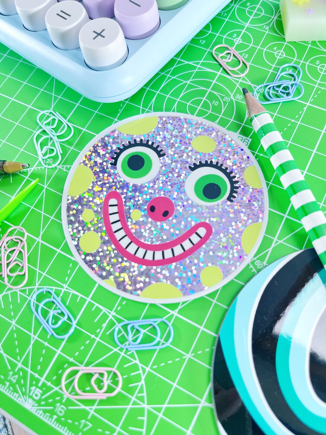 Mr Blobby Scary Cute Sticker, Glittery 80s and 90s Aesthetic Childhood ...