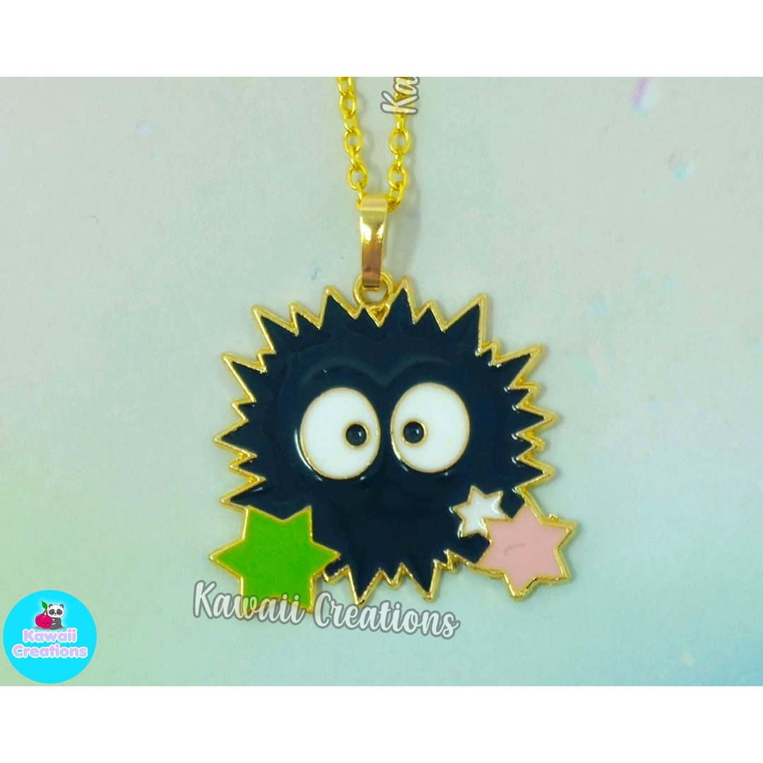 Kawaii Soot Sprites Necklace Gold Plated Chain Anime Themed Totoro ...