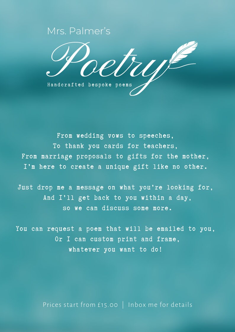 Bespoke Custom Personalised Poems for Any Occasion or Gift. Completely ...