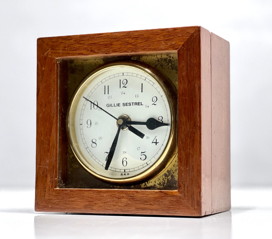 Nautical Antique Original Vintage Marine Gillie Sestrel Ship Metal Clock With Wooden Case Etsy