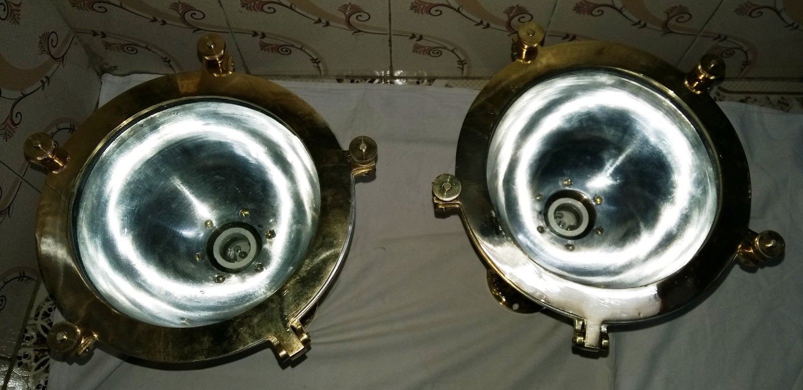 Nautical Aluminium & Brass Smooth Cargo Pendant Hanging Light Small Lot ...