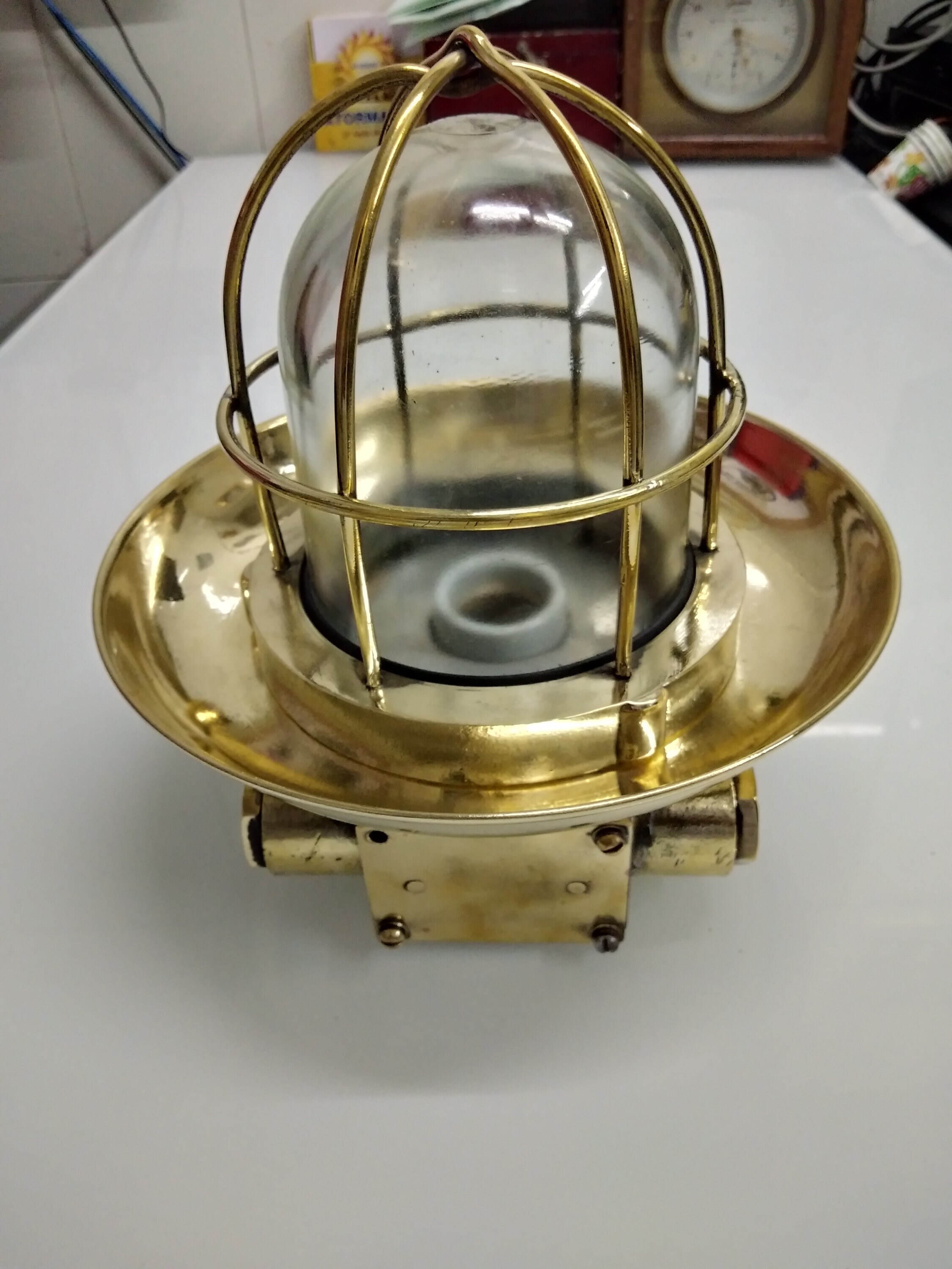 Authentic Nautical Antique Old Ship Brass Original Mount Bulkhead Light ...