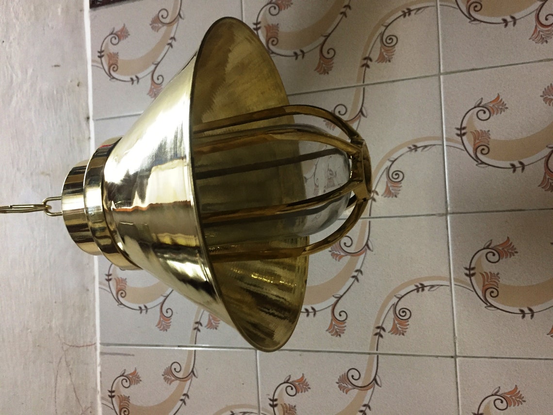 Nautical Ship Marine New Solid Brass Hanging Light With Shade One Pcs ...