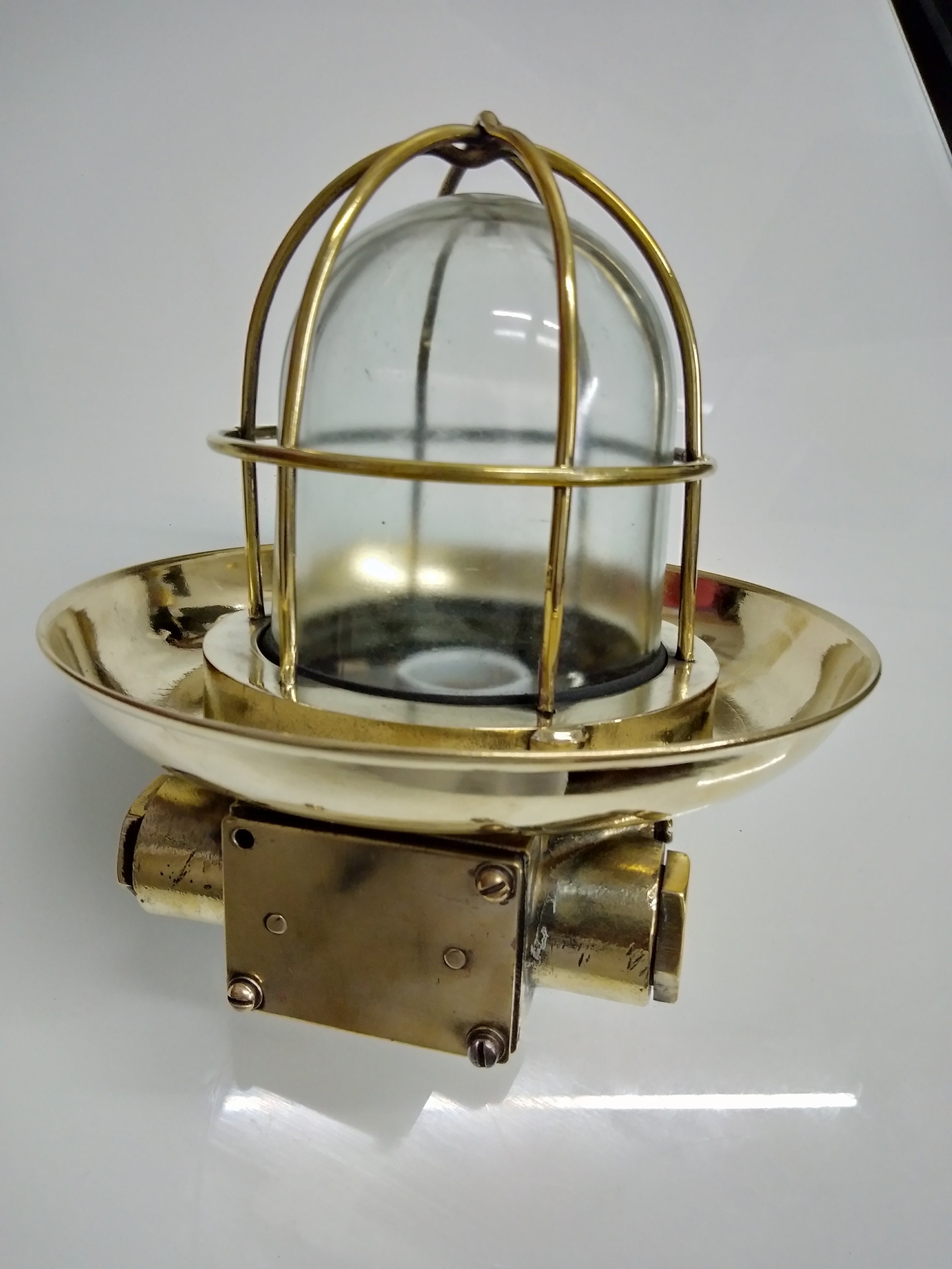 Authentic Nautical Antique Old Ship Brass Original Mount Bulkhead Light ...
