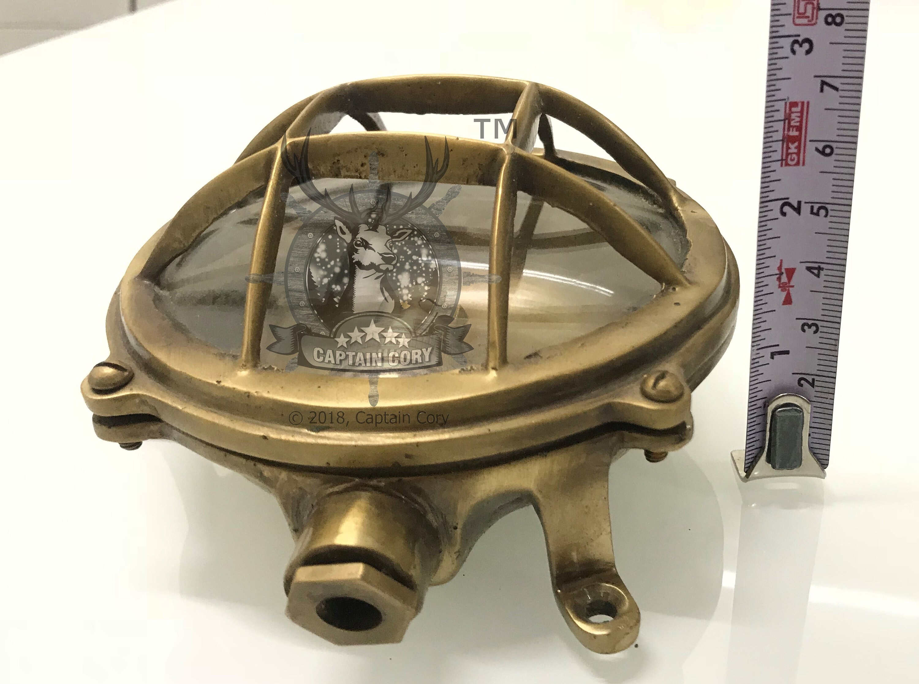 New Nautical Marine Small Round Cast Brass Ceiling Light Antique Polish ...