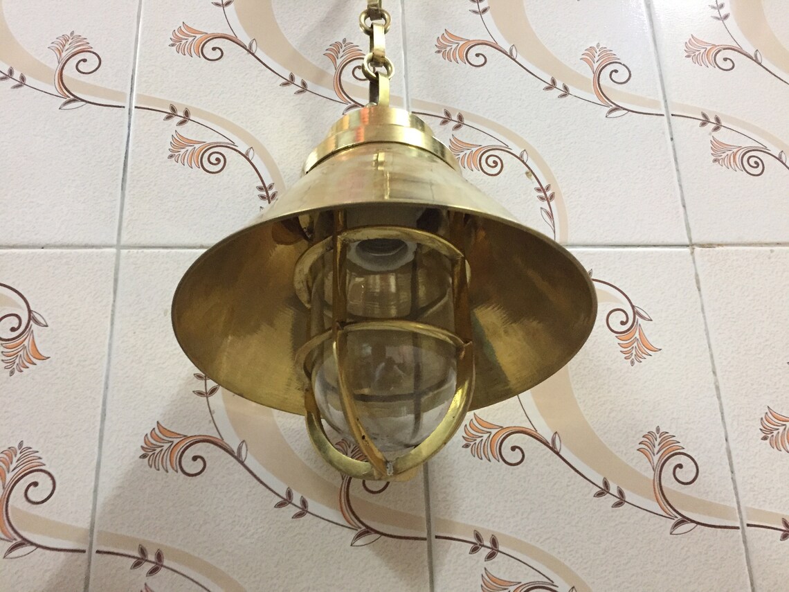 Nautical Ship Marine New Solid Brass Hanging Light With Shade Lot of 10 ...