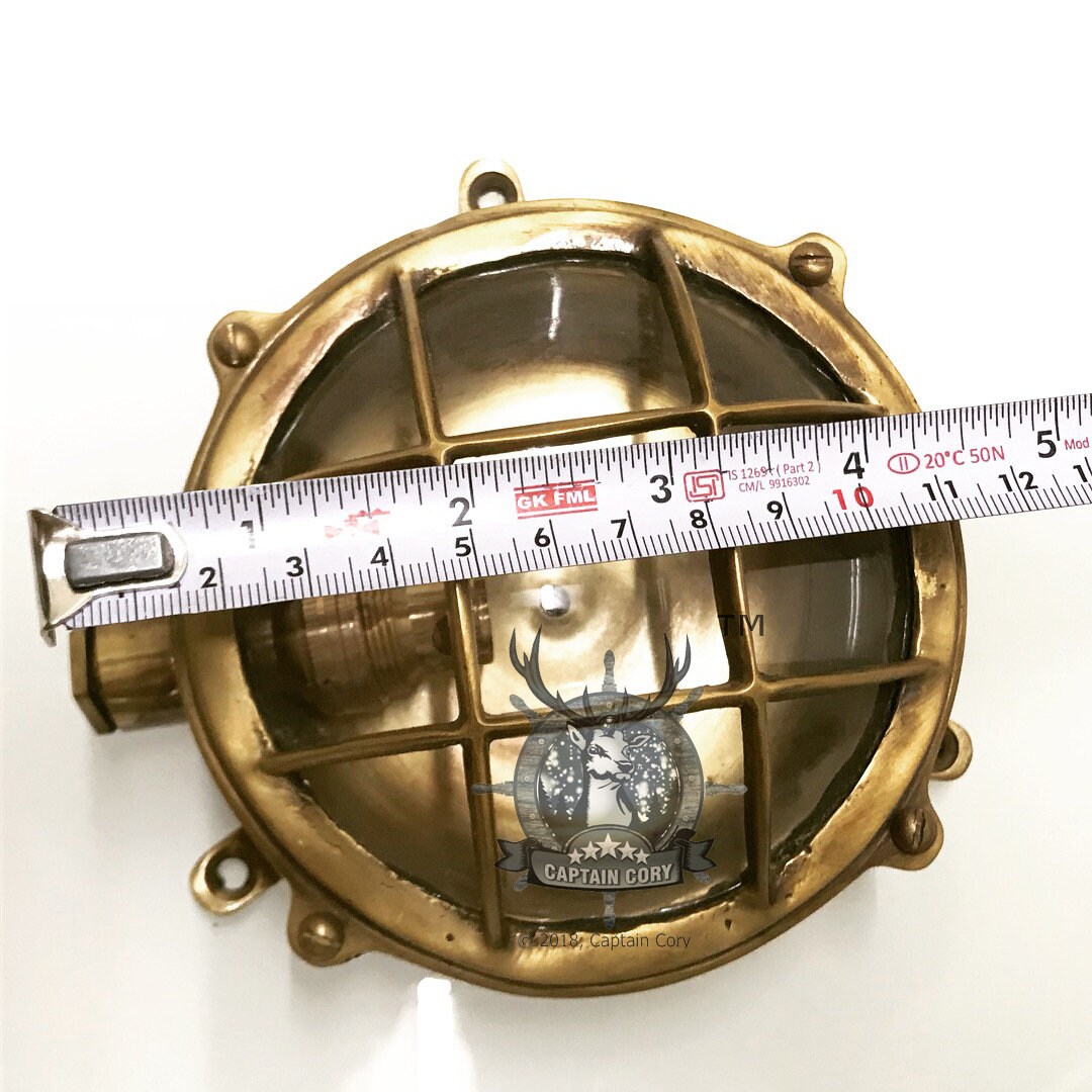 New Nautical Marine Small Round Cast Brass Ceiling Light Antique Polish ...