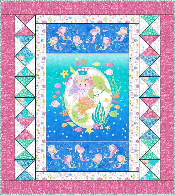 Under the Sea Mermaids! Digital Quilt Pattern 50.5 X 56.5 Inches Easy ...