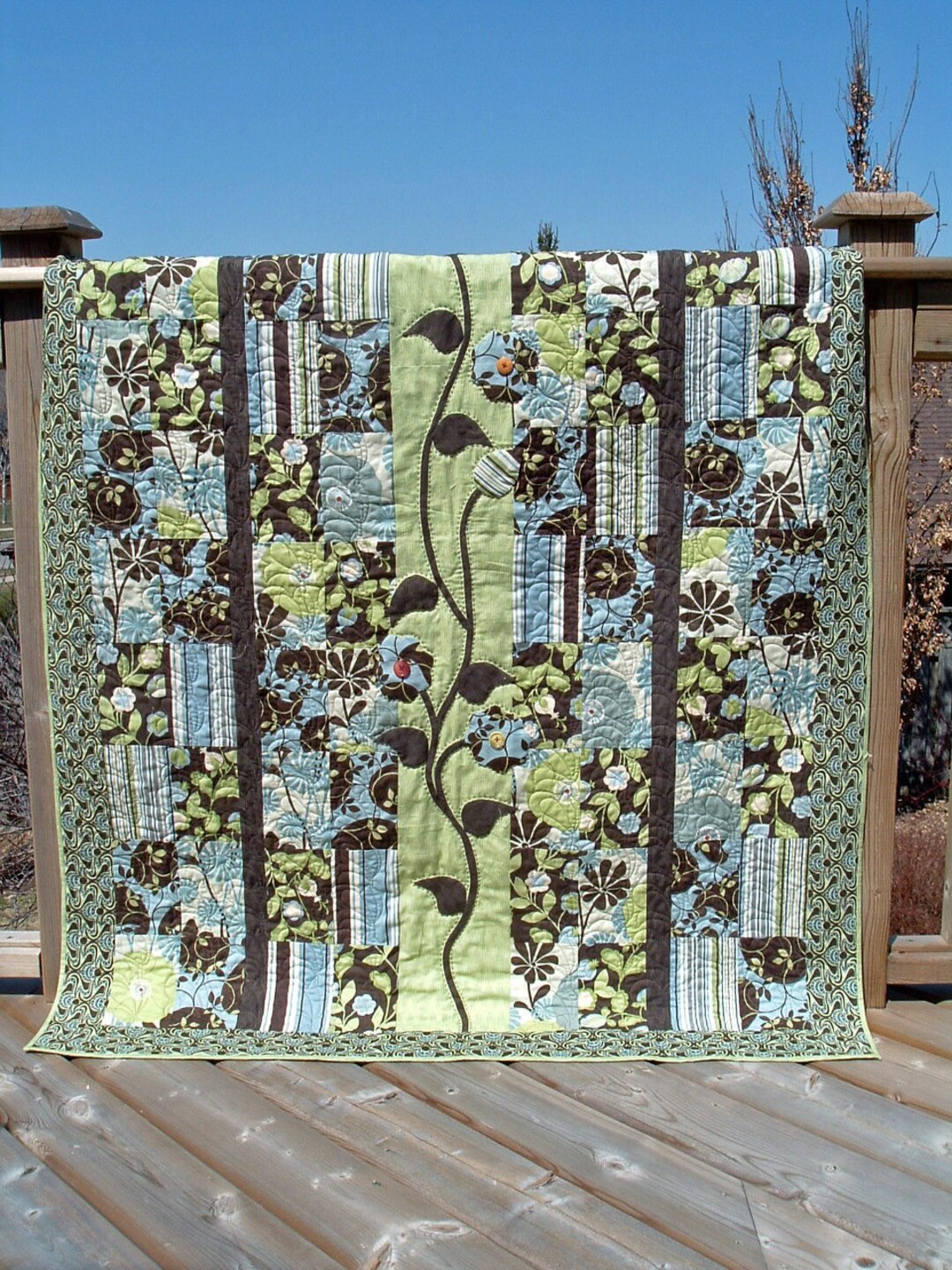 Sweet Forget-me-not. Throw Digital Quilt Pattern 44 1/2" X 66". Machine ...
