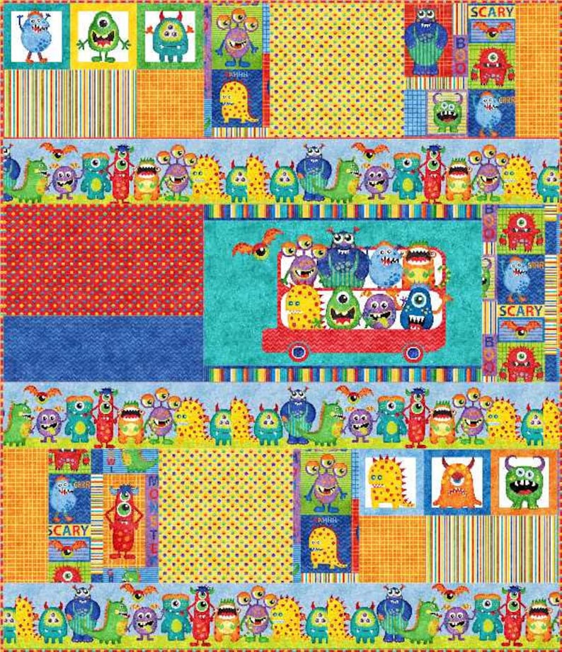 Digital Quilt Throw Pattern...monster Mash! 50 X 58 Inches Beginner ...
