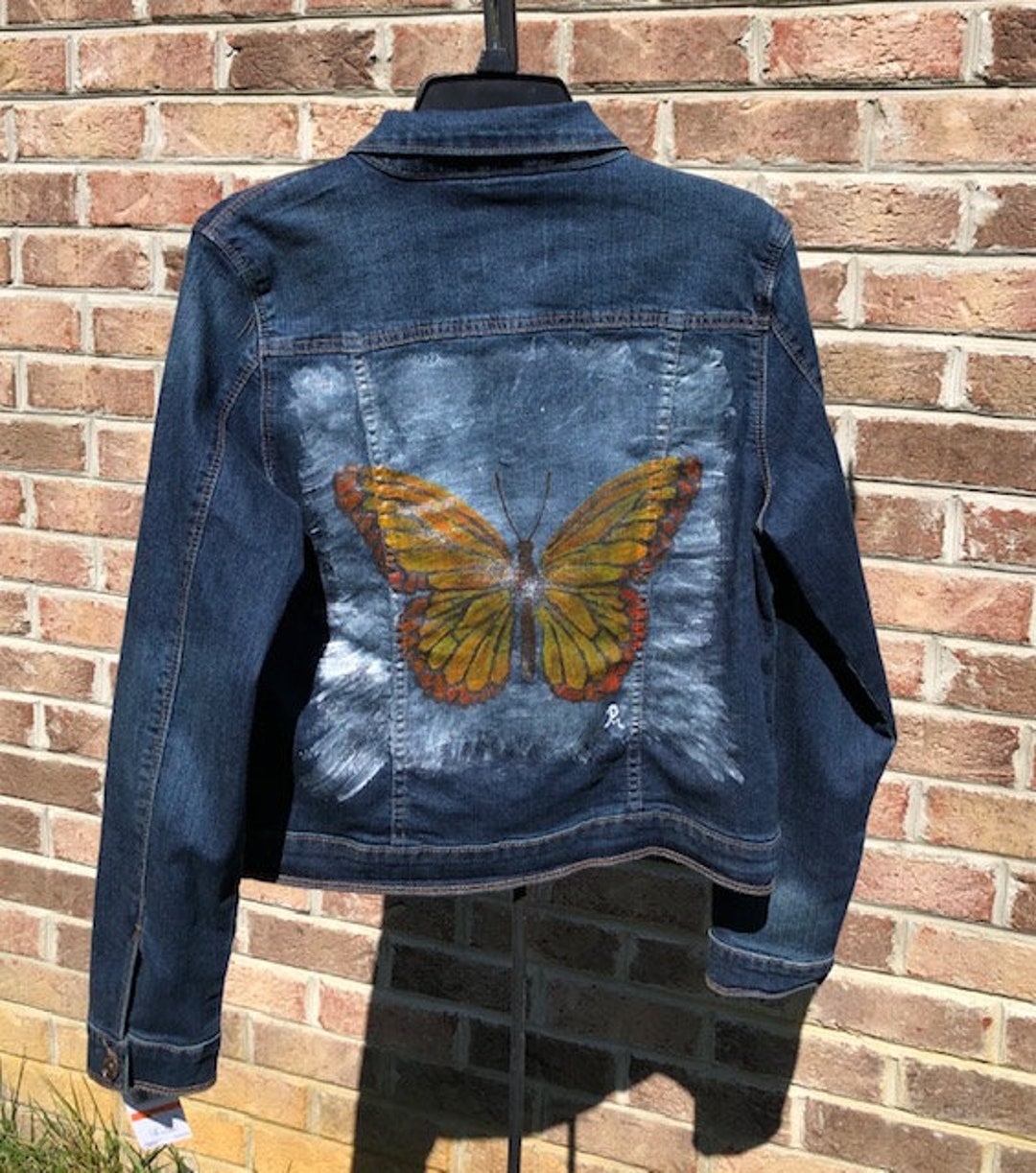 Orange Butterfly Jean Jacket for Women Size Medium - Etsy