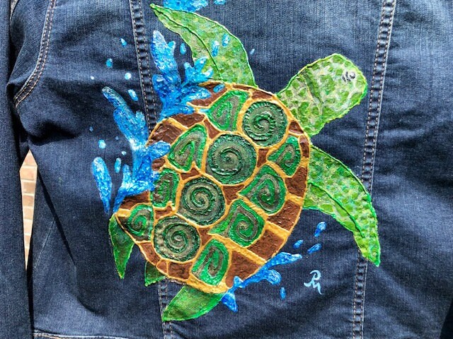Hand Painted Denim Jacket, Turtle Design (BRAND NEW) - Etsy