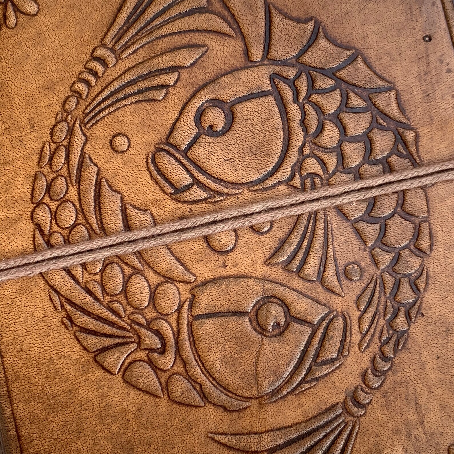 Leather Travel Diary Large Koi Fish Handmade / recycled | Etsy