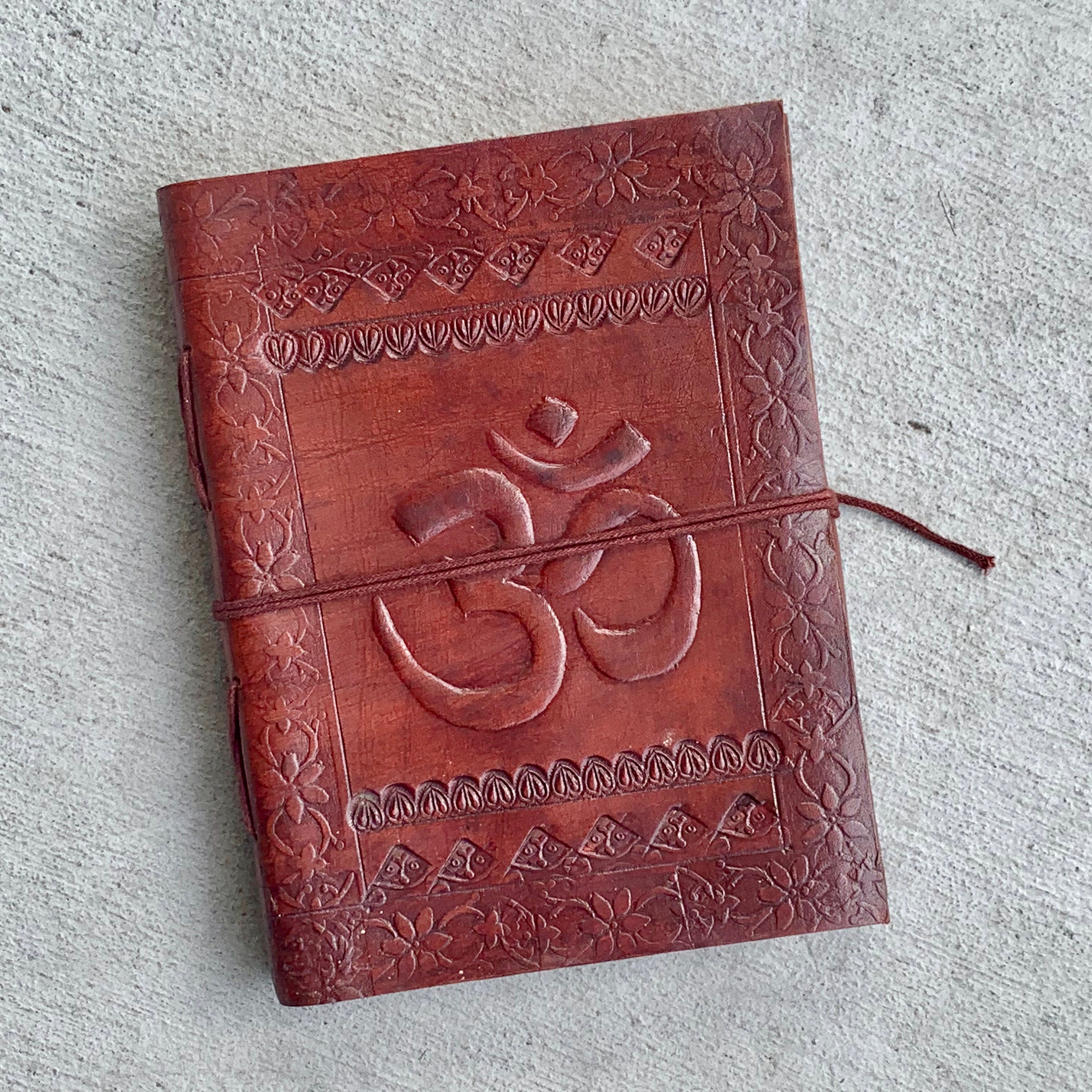 Om Leather Journal Rope Closure Handmade Recycled Cotton Paper, Antique ...